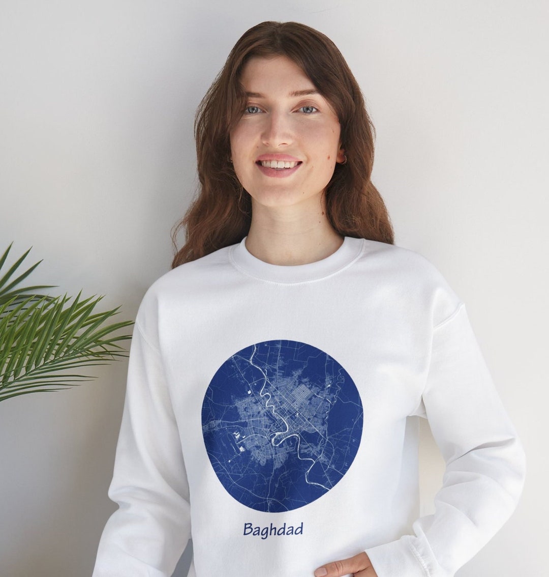 Baghdad Map Sweatshirt, Iraq City, Tigris River - Etsy