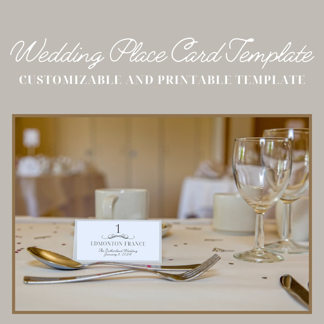 Wedding Place Card Template || Customizable, Printable, Template ...