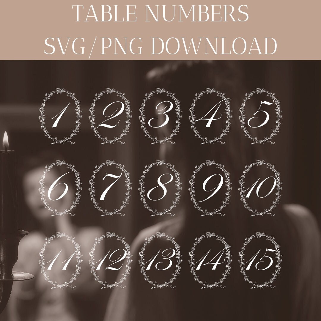 Ivory Wedding Table Number Signs SVG/PNG- Ivory Table Number Display ...