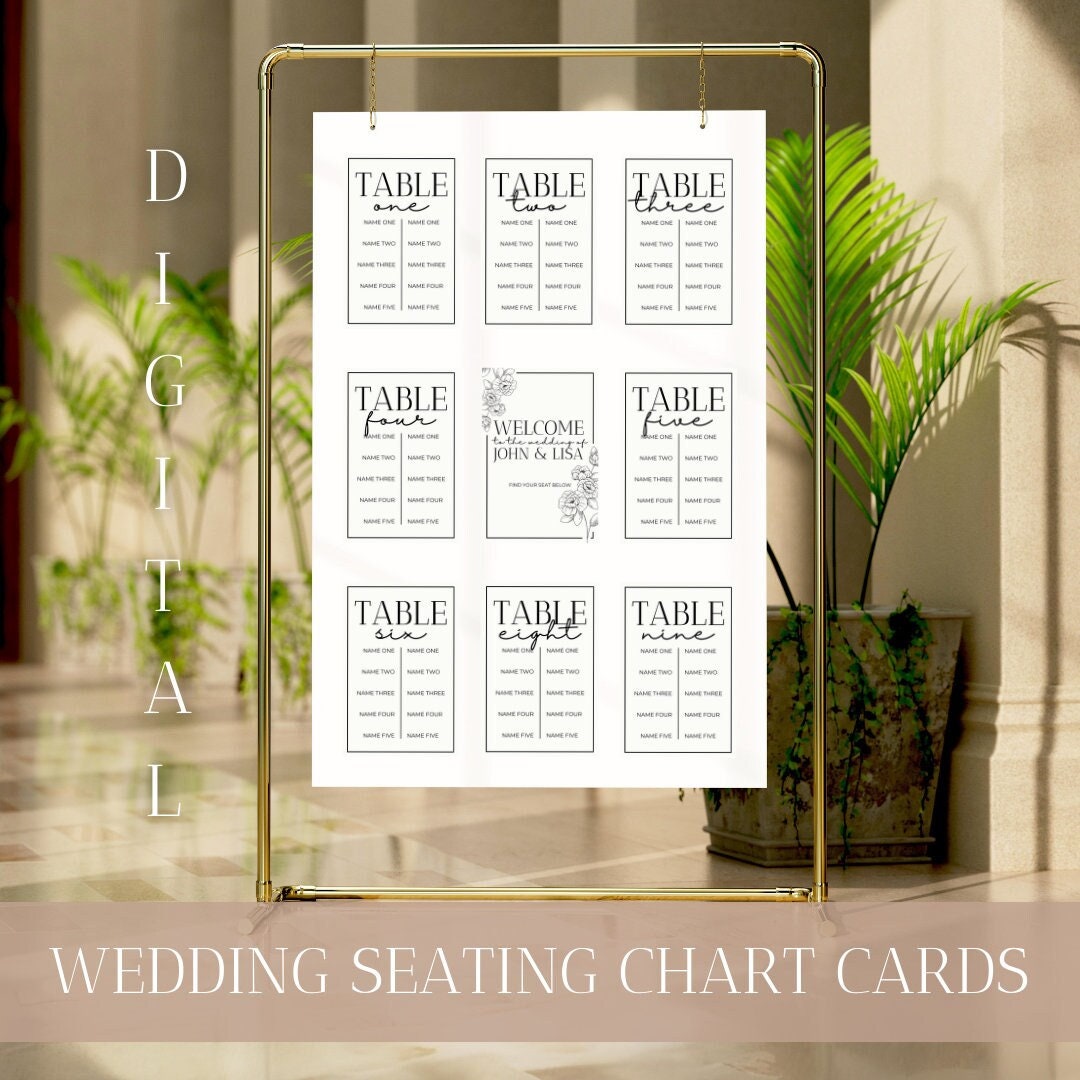 Seating Chart Cards for Wedding 4x6wedding Seating Chart for Wedding ...