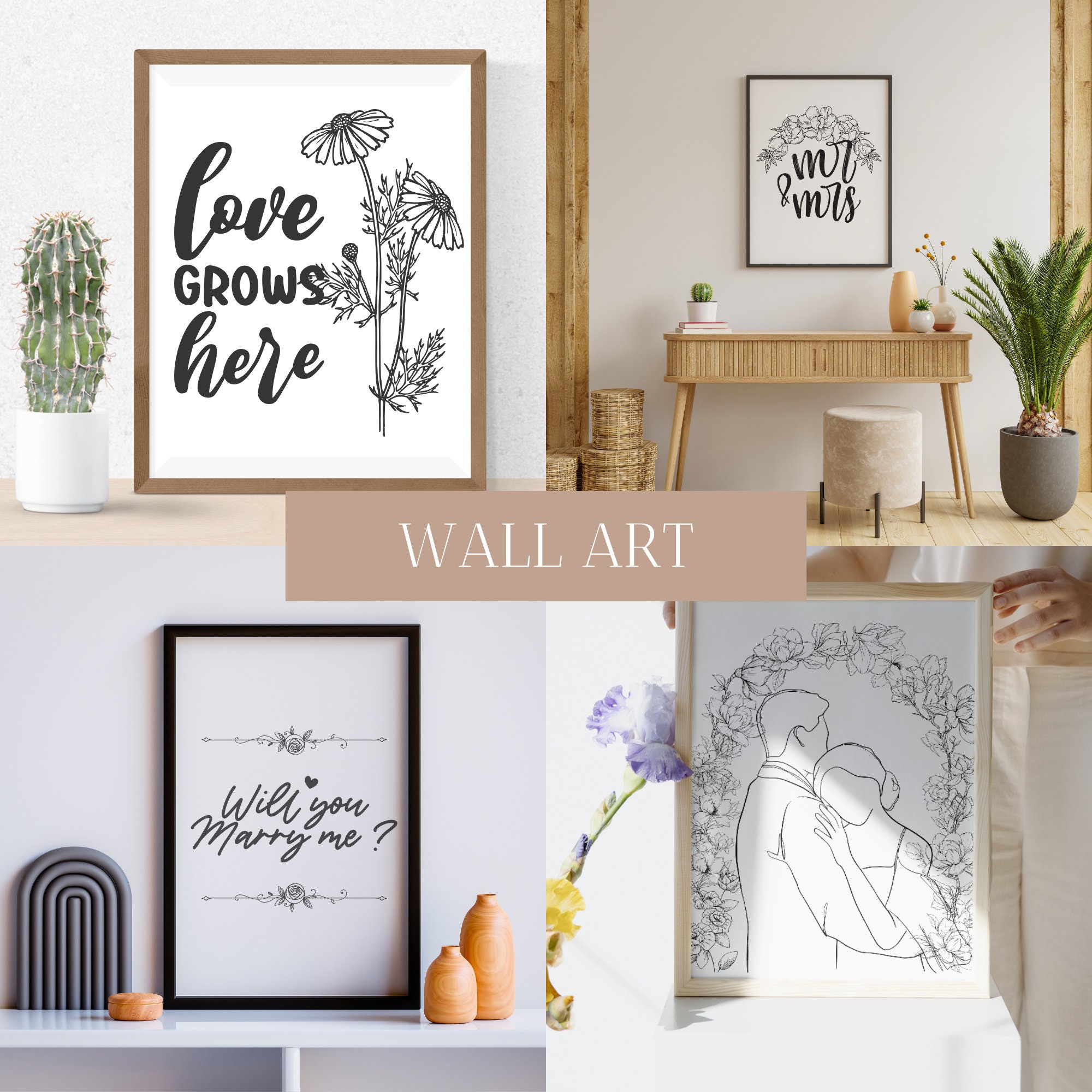 Floral Wedding SVG Bundle Daisy Svg, Rose Svg, Bride Svg, Mr and Mrs ...