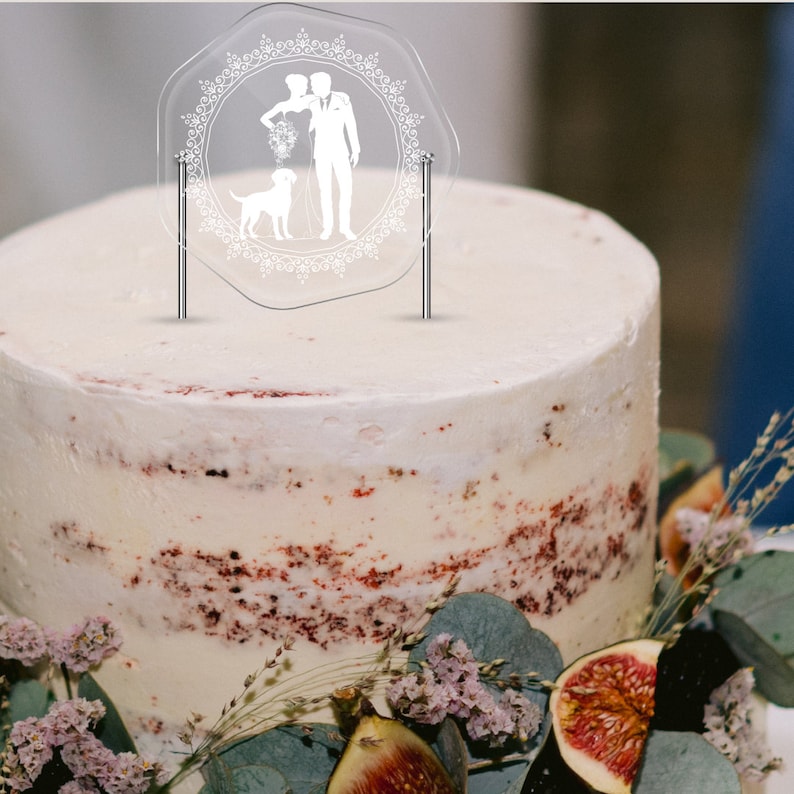 Wedding Cake Topper With Dog SVG File Printable Cake Topper Svg, Simple ...