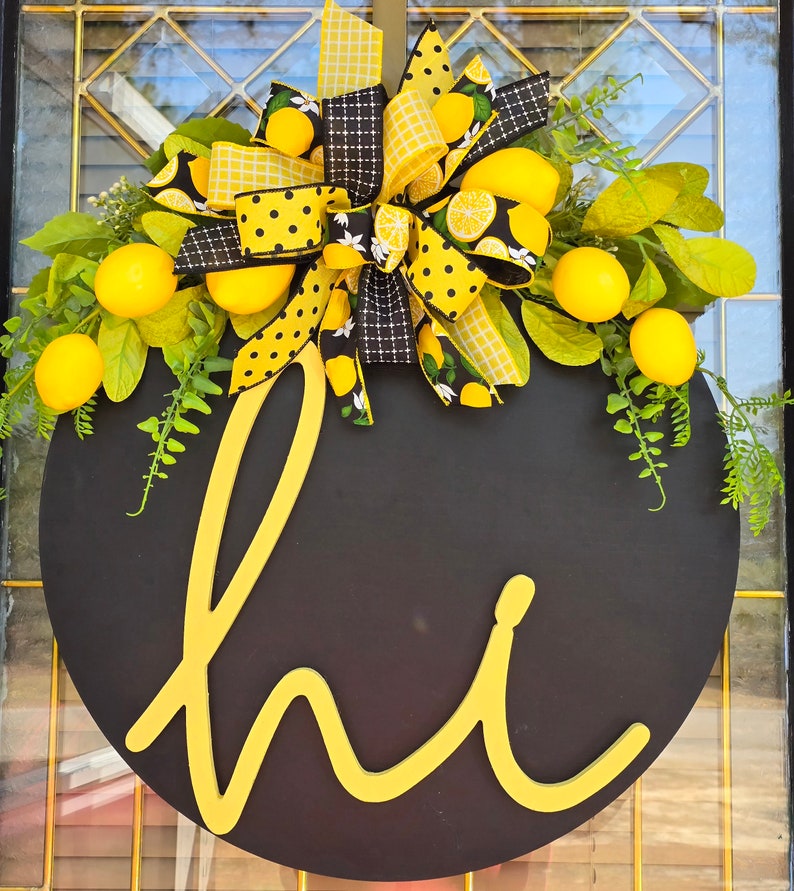 Lemon Wood Door Sign - Etsy