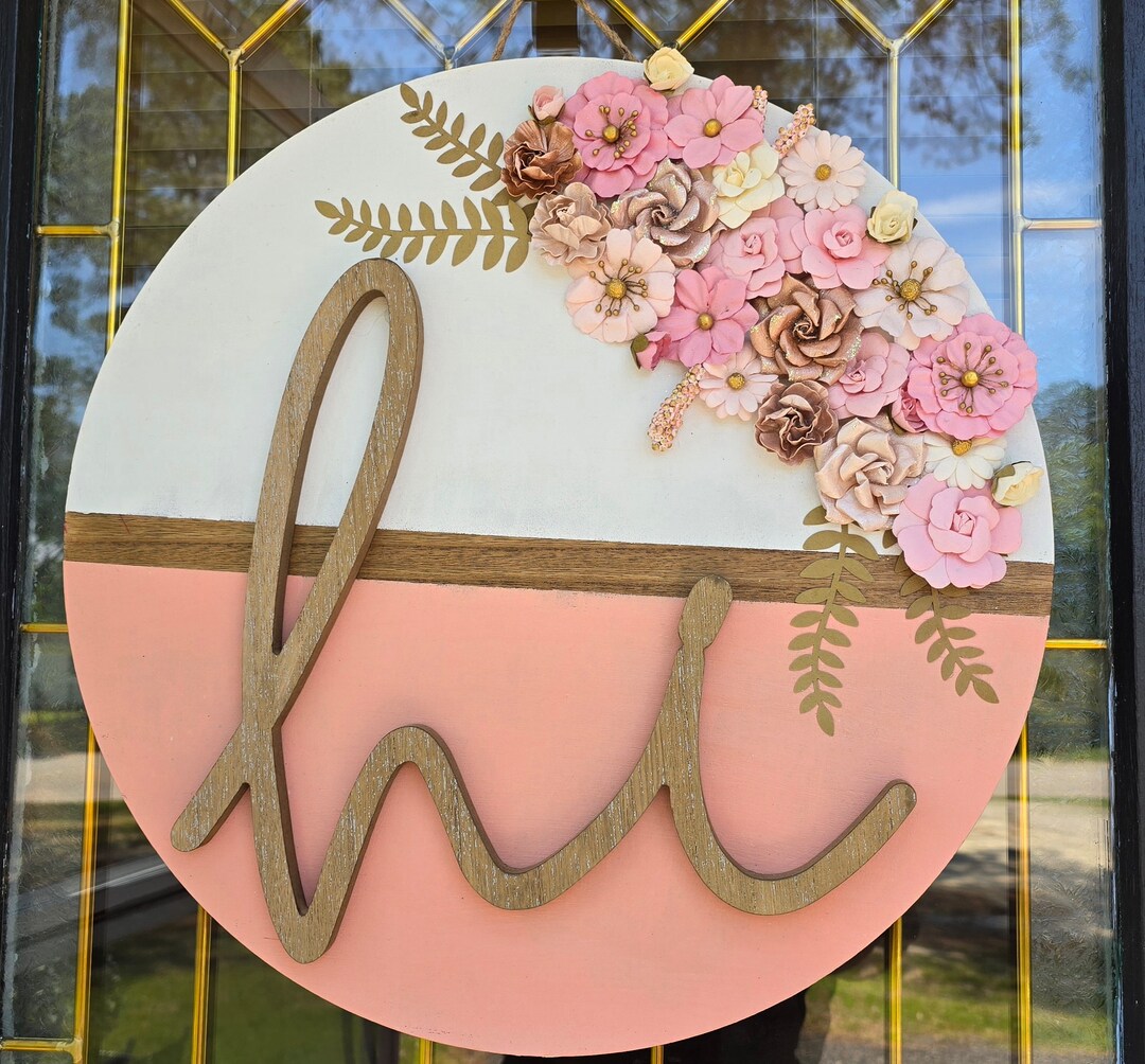 Pink Wood Sign/paper Flowers - Etsy