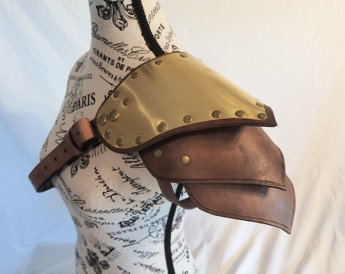 Leather Pauldron With Brass Plate - Etsy