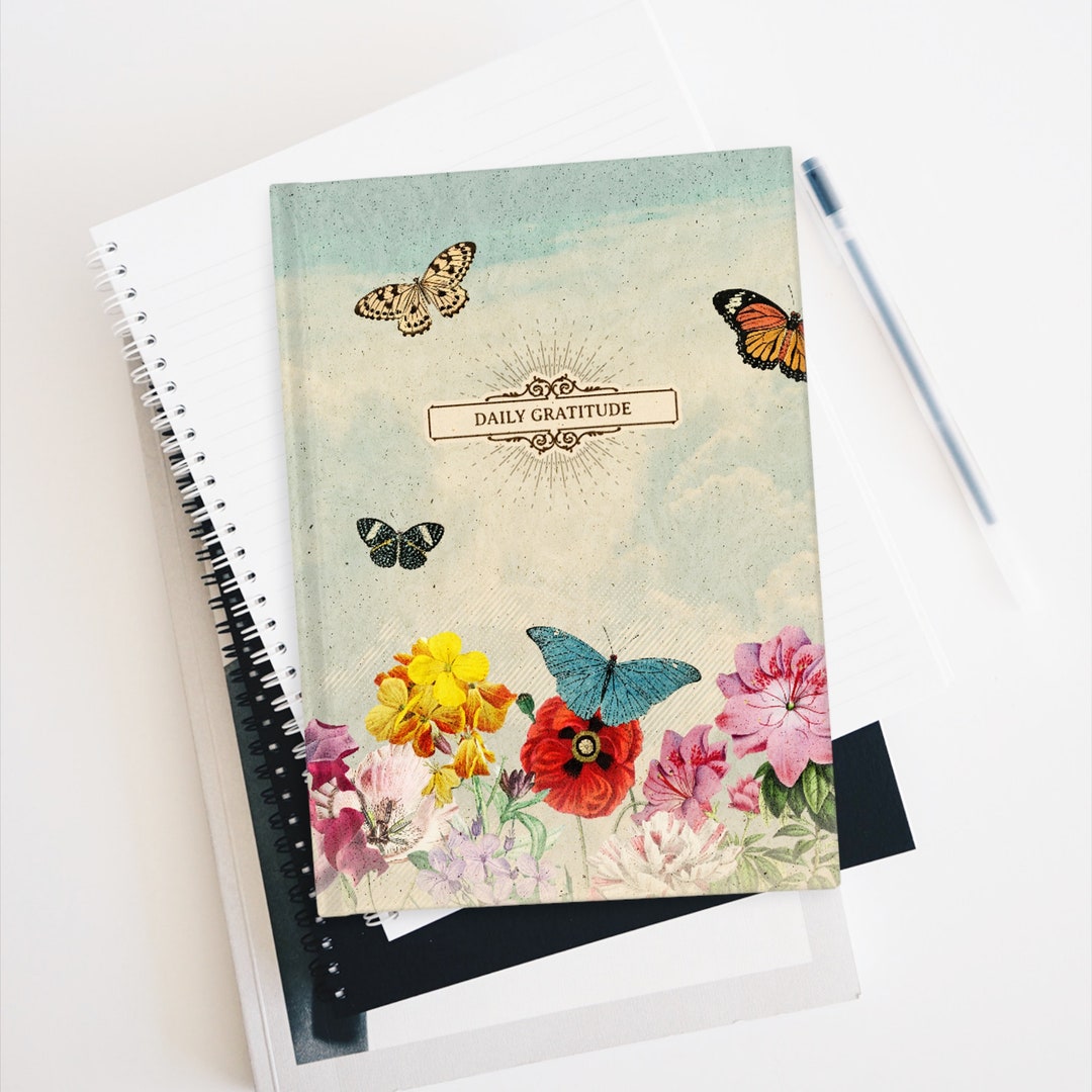 BEARONEGOODS Daily Gratitude Journal, Butterfly Notebook, Positive ...