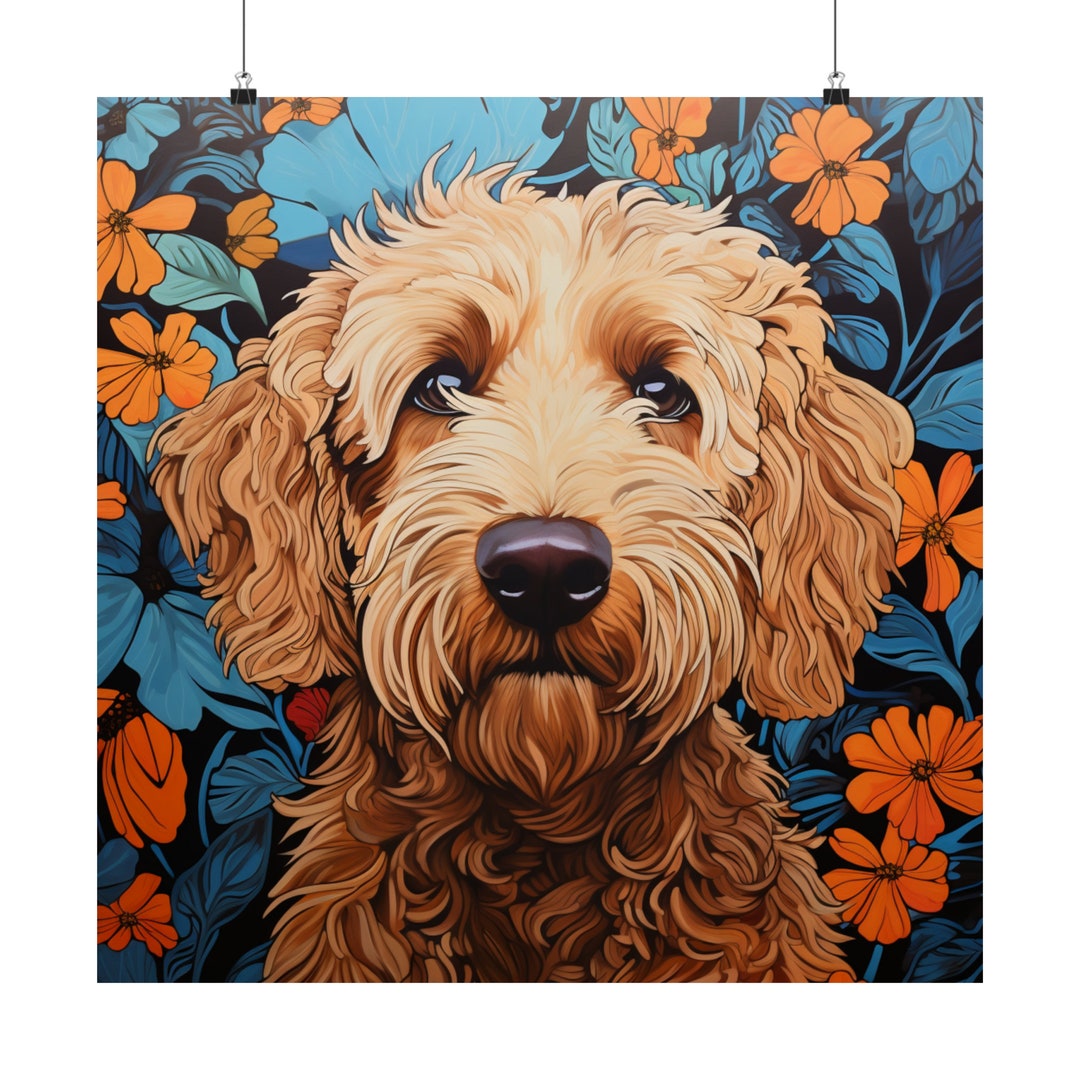 Custom Golden Doodle Floral Poster, Dog Lover Wall Art - Etsy