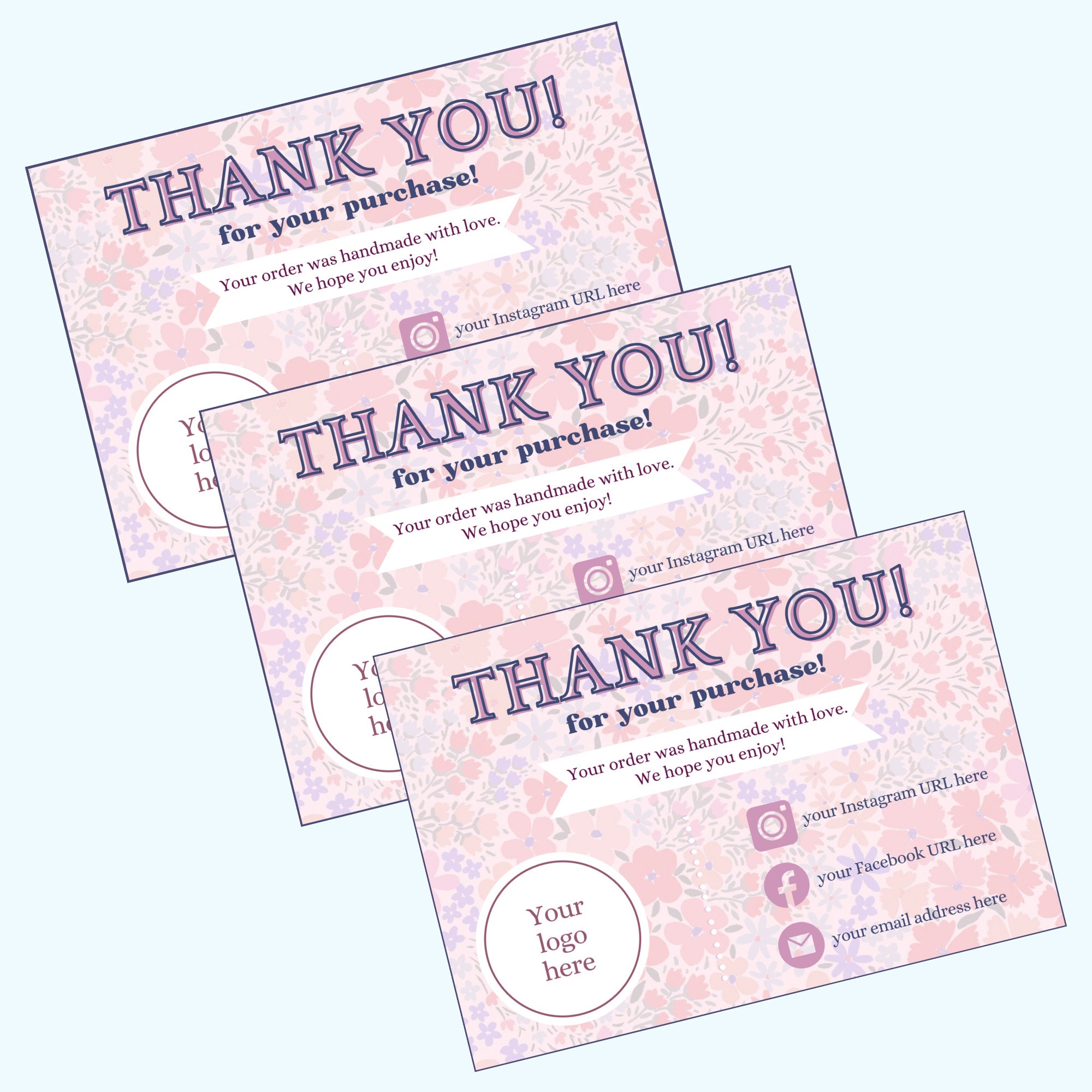 Business Thank You Card Template, Editable Business Thank You Card ...