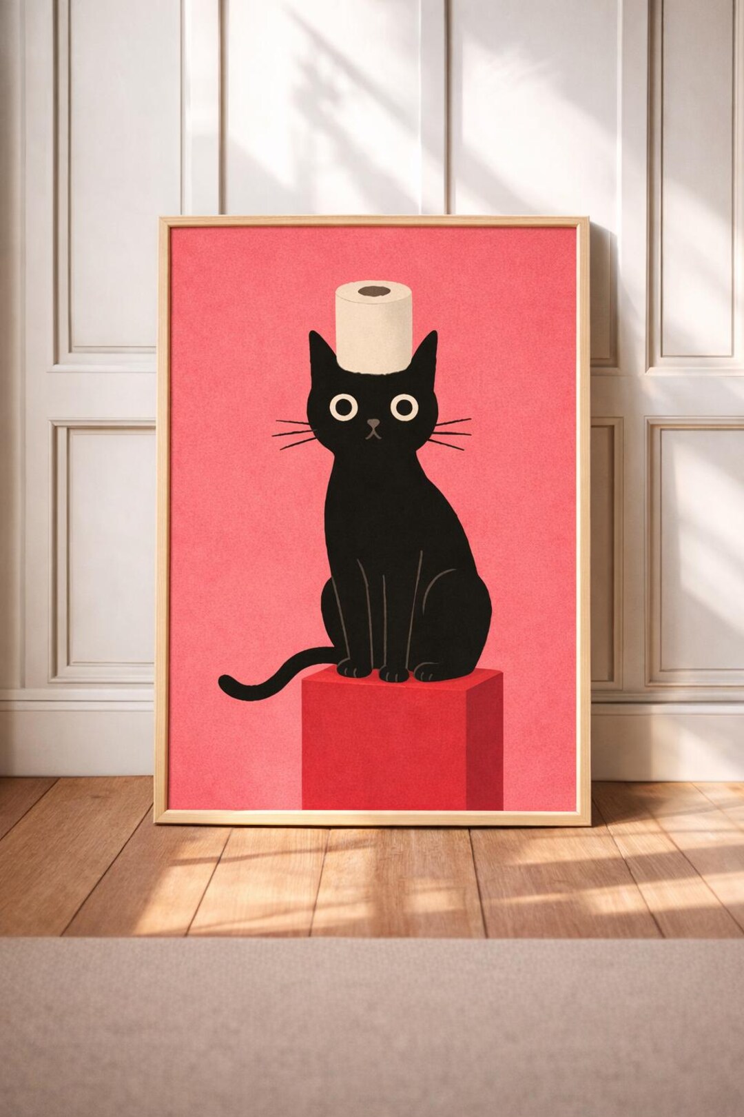 Funny Cat With Toilet Paper Roll on Head – Bathroom Humour Digital Art ...