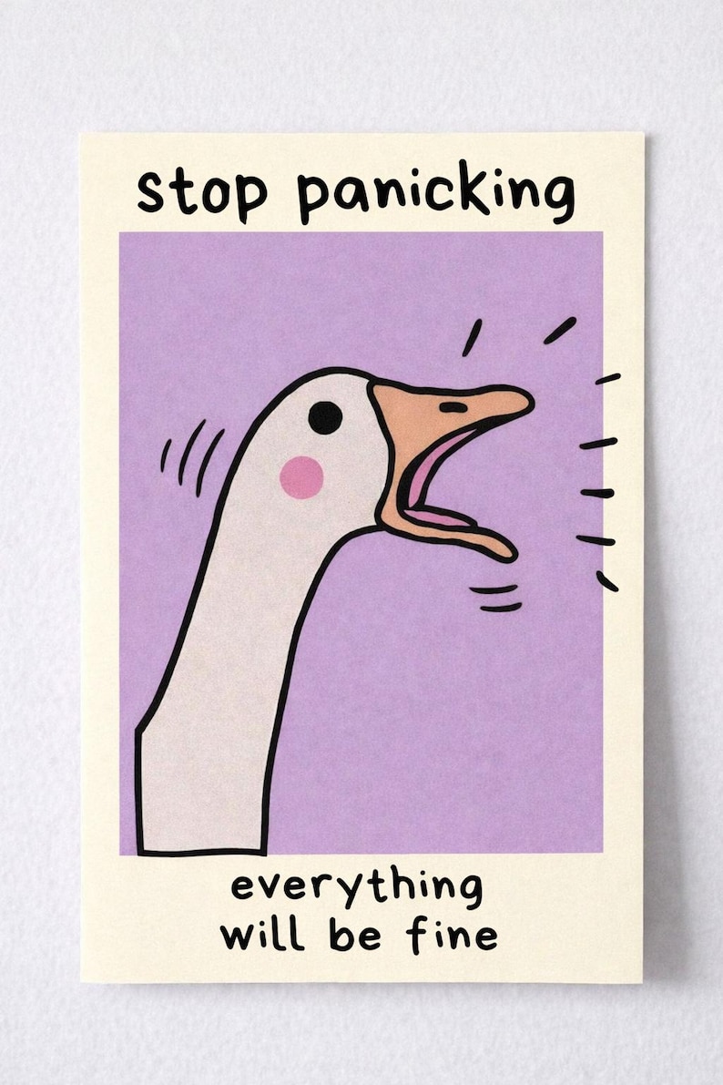Funny Goose Illustration Postcard Set, Motivational Quote, Friendship ...