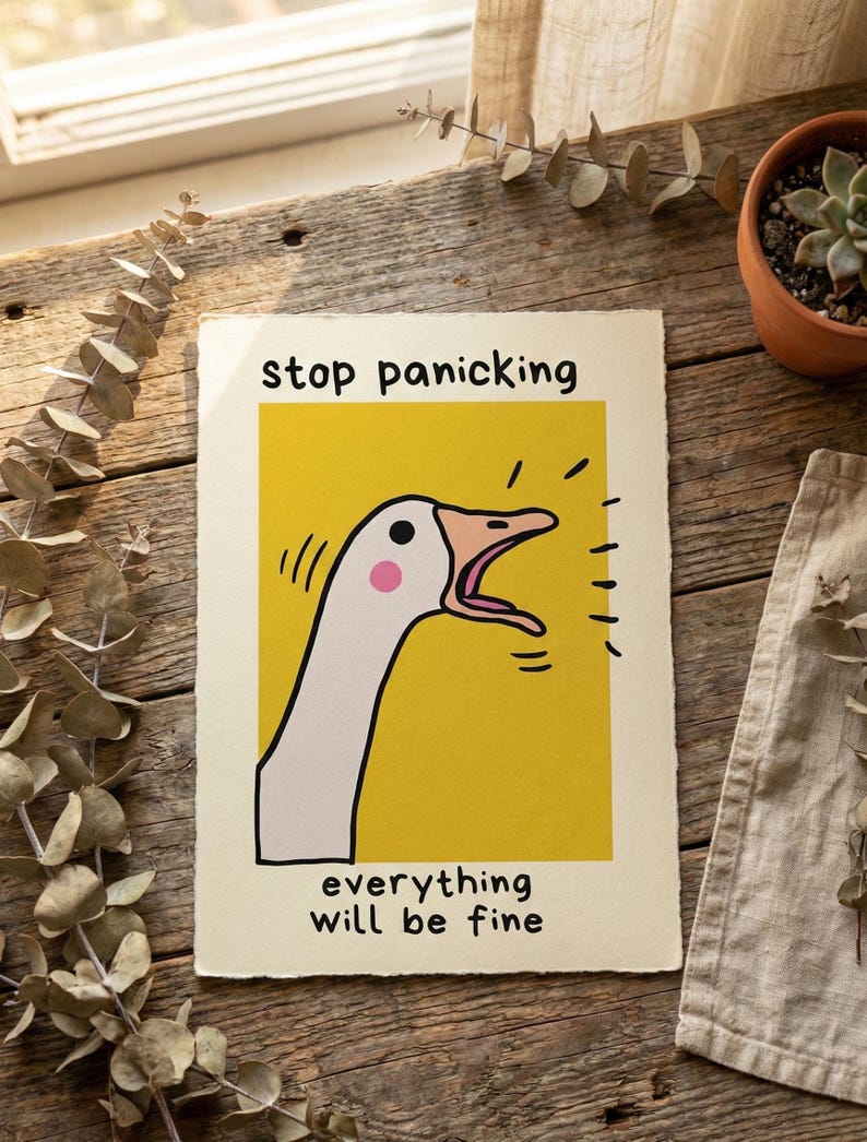 Funny Goose Illustration Postcard Set, Motivational Quote, Friendship ...