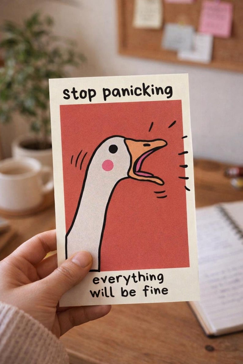 Funny Goose Illustration Postcard Set, Motivational Quote, Friendship ...