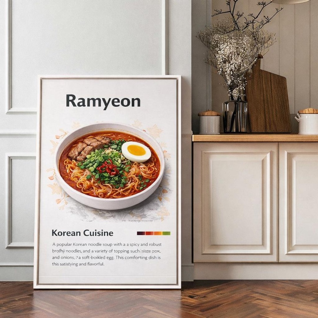 Korean Ramyeon Poster: Minimalist Ramen Art (digital Download) - Etsy
