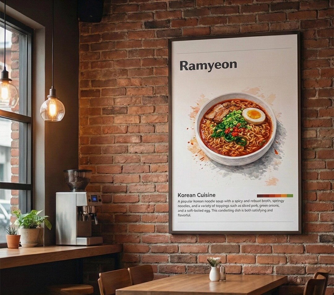 Ramyeon Korean Food Poster |korean Ramen Noodle Art Print ( Digital ...