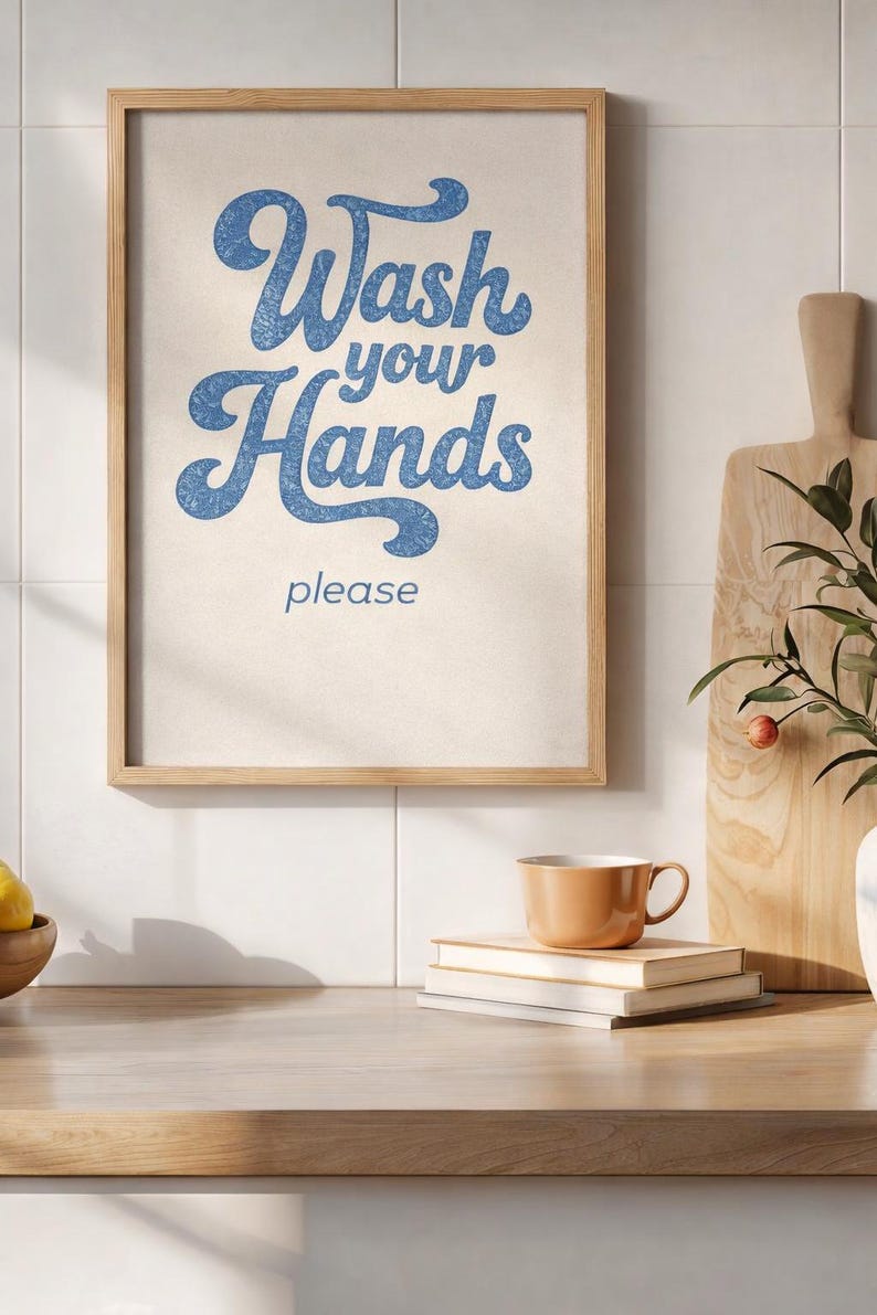 Wash Your Hands Please Poster Funny Bathroom Sign Wall Art (digital ...
