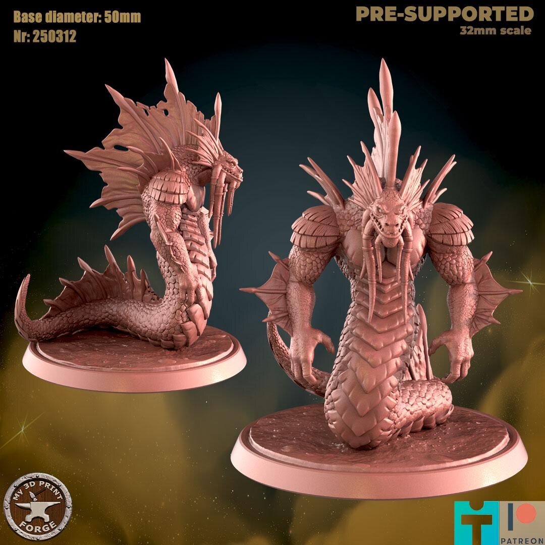 Naga Myrmidion From Printforge's Naga Set. Total Height Apx. 67mm - Etsy