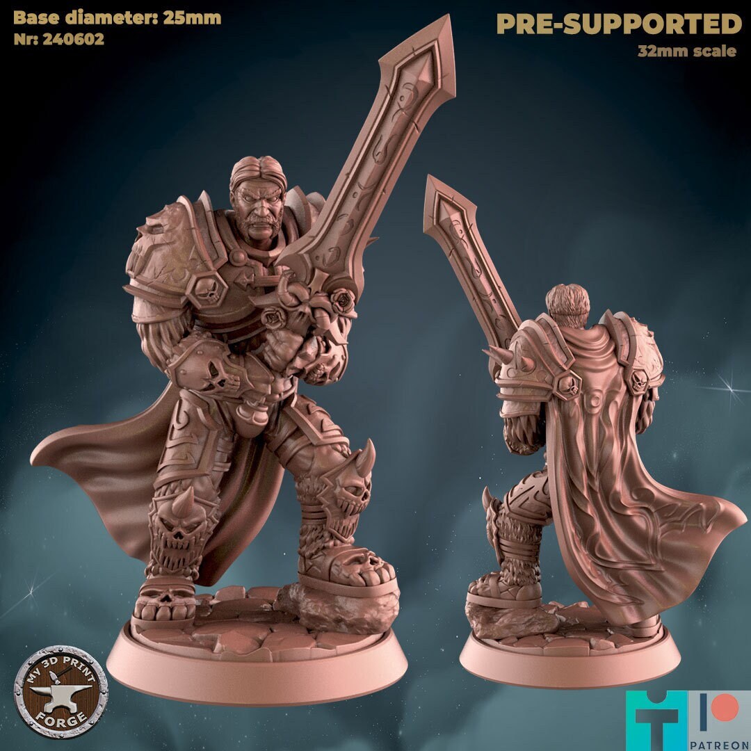 Human Death Knight Leader, Attacking, From My3dprintforge. Total Height ...