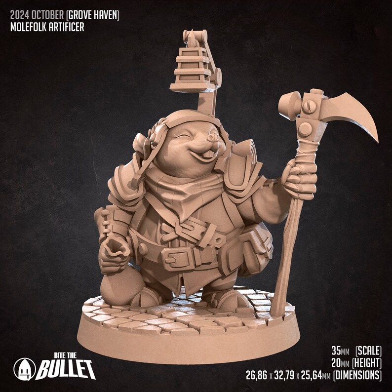 Mole Artificer From Bite the Bullet's Grove Haven Set. Total Height Apx ...