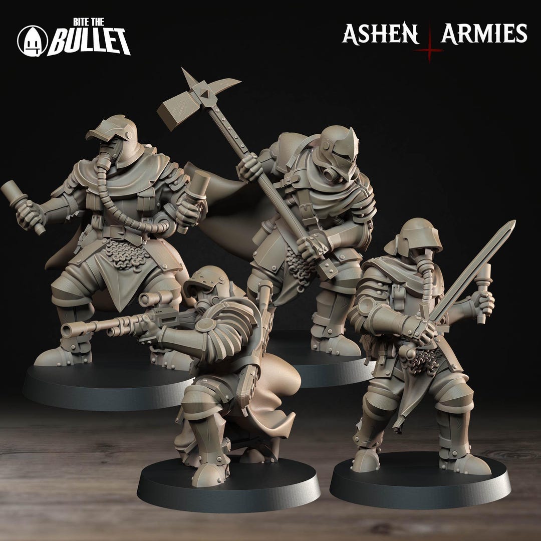 Shocktroopers From Bite the Bullet's Ashen Armies Set. Total Heights ...