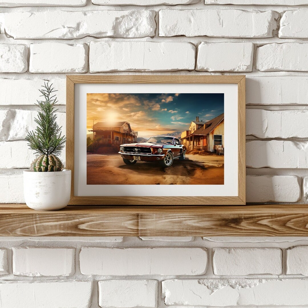 Ford Mustang Art Vintage Mustang Print Western Art Mustang Gifts Muscle ...