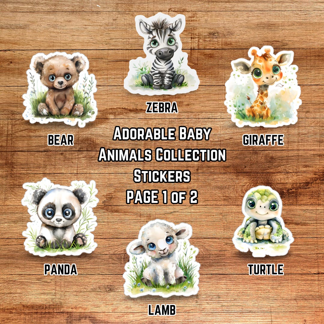 Safari Animal Stickers | Safari Stickers | Zoo Stickers | Baby Animals ...