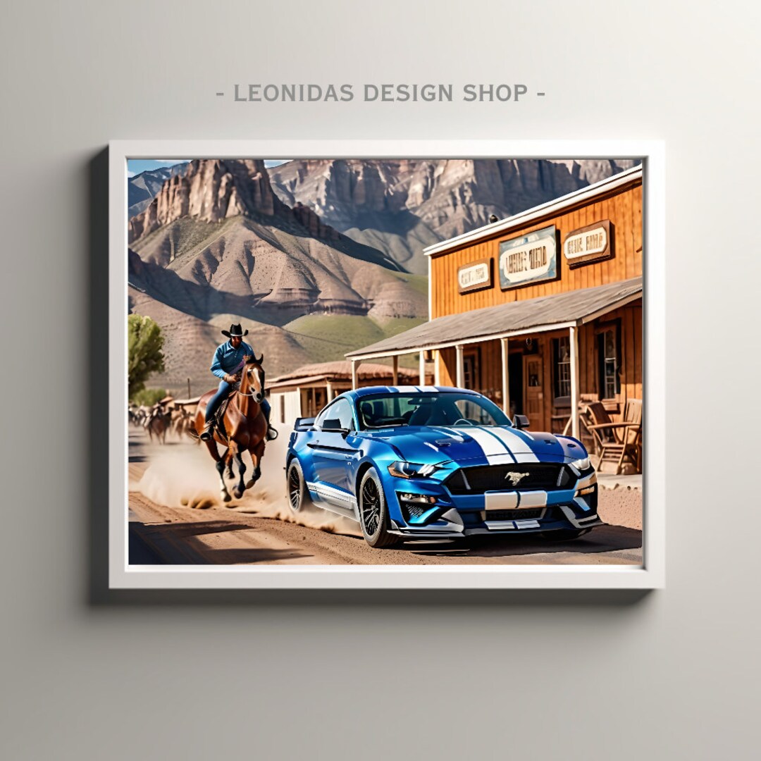Ford Mustang Art Shelby Mustang Print Western Art Mustang Gifts Muscle ...