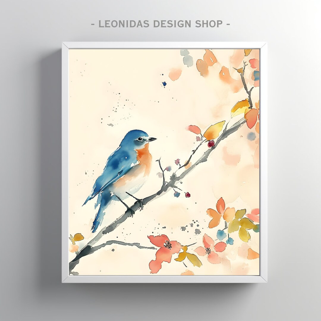 PRINTABLE Art Bluebird Print Bird Portrait Bluebird Decor Home Decor ...