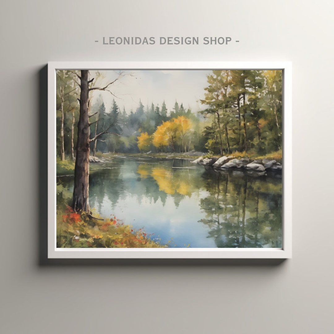 PRINTABLE Art Summer Landscape Art Lake Decor Lake Life Lodgepole Pine ...