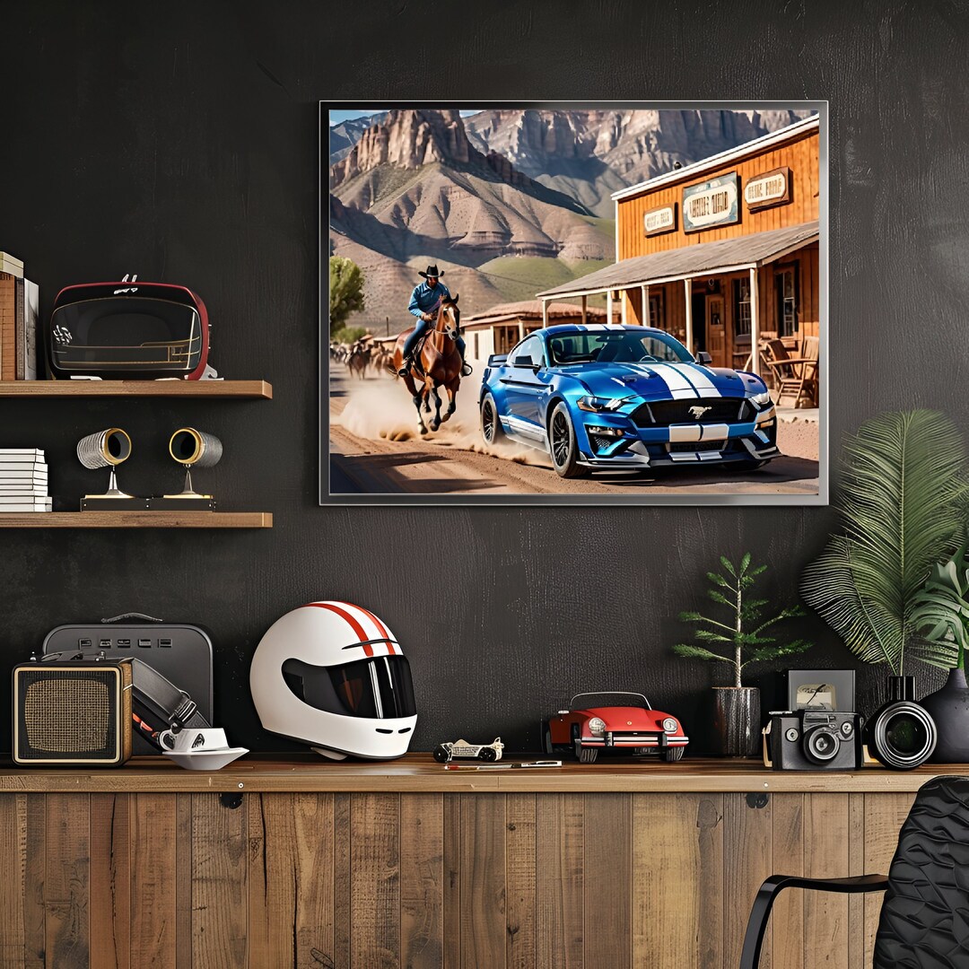 Ford Mustang Art Shelby Mustang Print Western Art Mustang Gifts Muscle ...