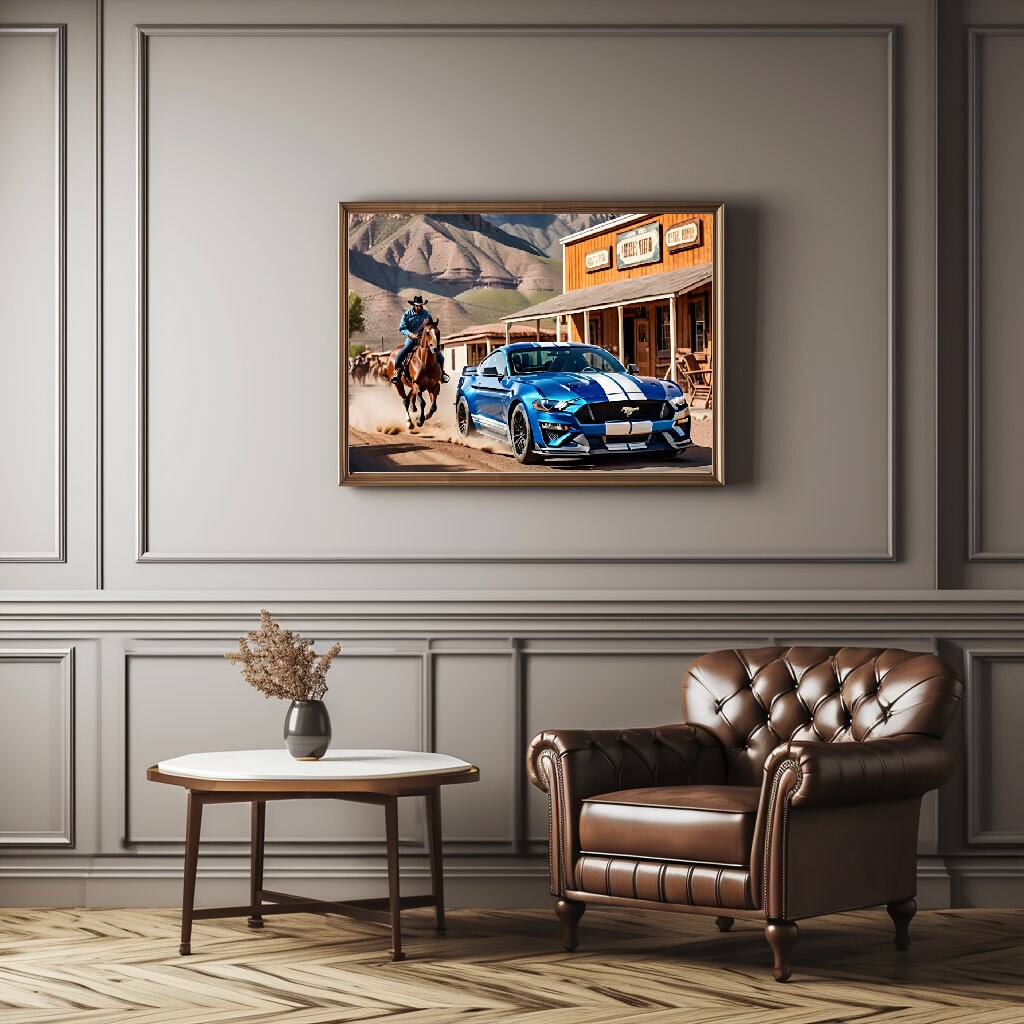 Ford Mustang Art Shelby Mustang Print Western Art Mustang Gifts Muscle ...