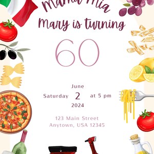Customizable Italian Celebration: Digital Birthday Invitation - Etsy