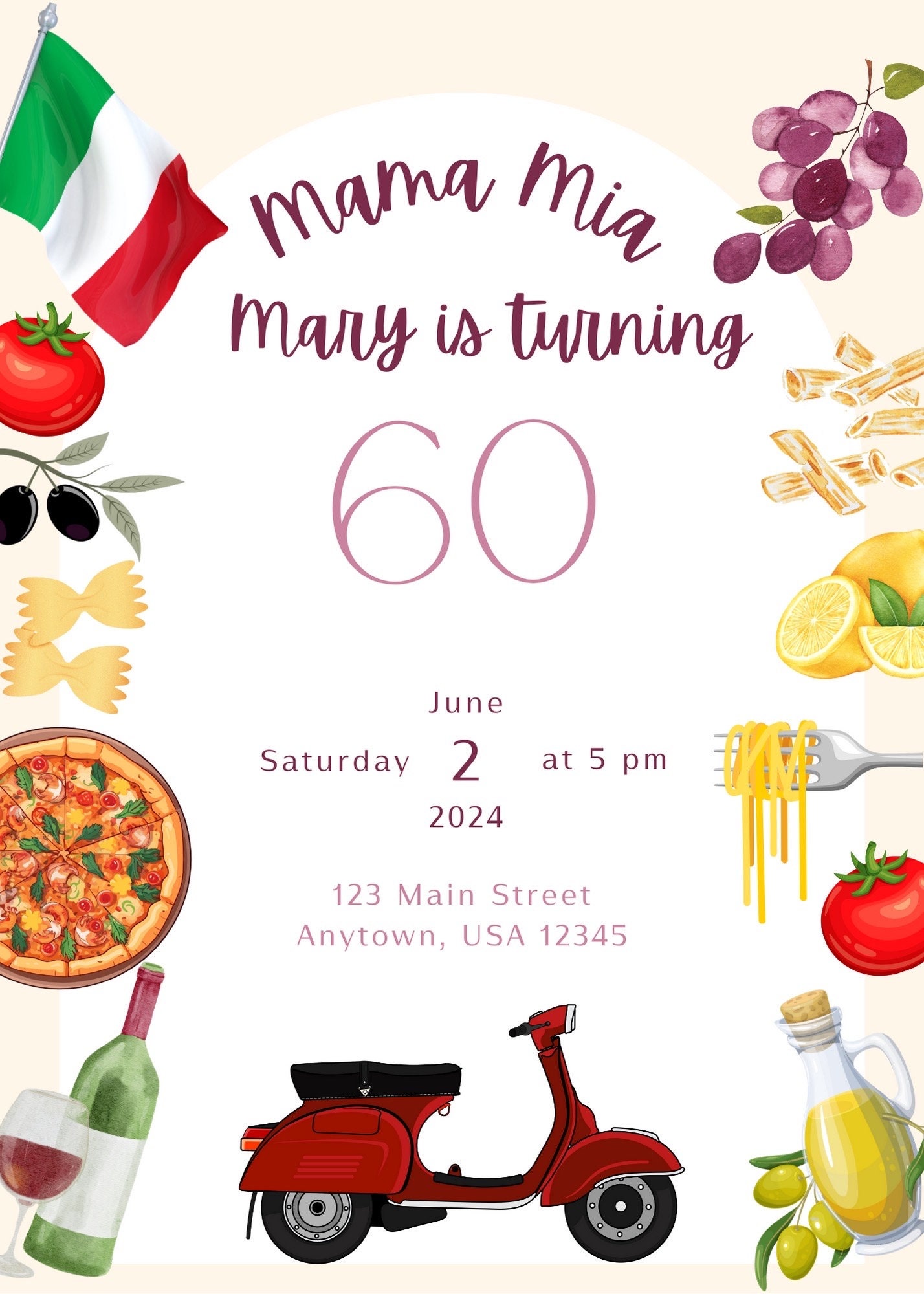 Customizable Italian Celebration: Digital Birthday Invitation - Etsy