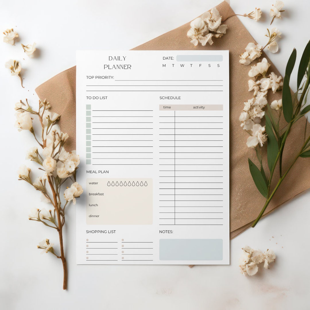 Digital and Printable Daily Planner, Instant Download - Etsy