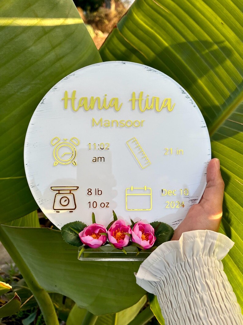 Personalized Acrylic Newborn Announcement Sign: Baby Keepsake Gift - Etsy
