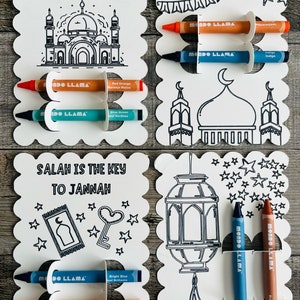 Eid Coloring Cards With Crayons: Islamic Kids Activity, Party Favor - Etsy