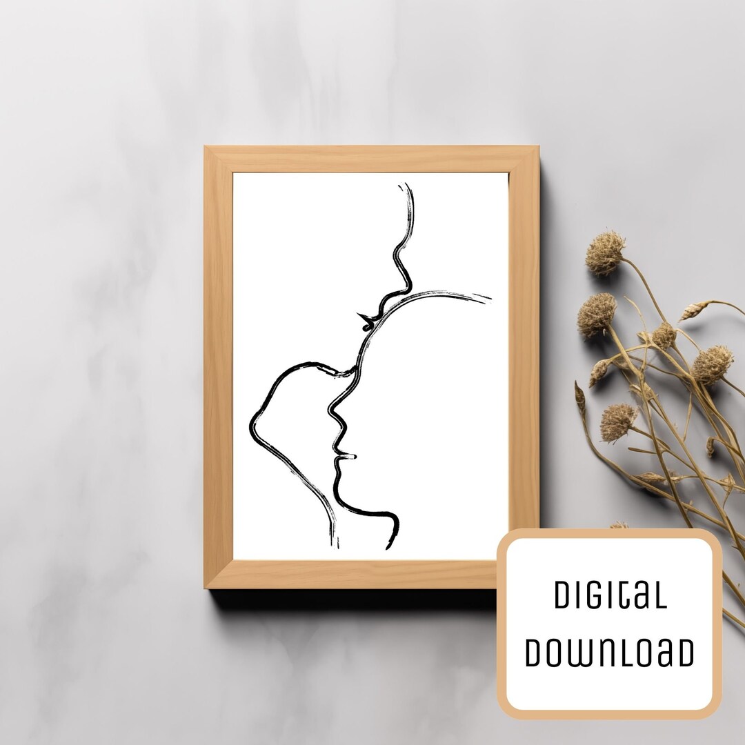 Love Line Art, Printable Art, Woman Face Art,bedroom Art, Minimalist ...