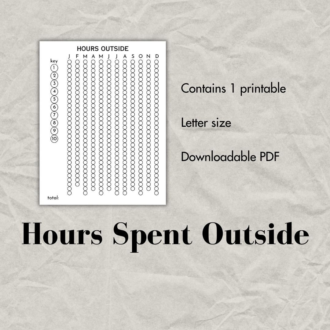 Hours Outside Printable Tracker - Etsy