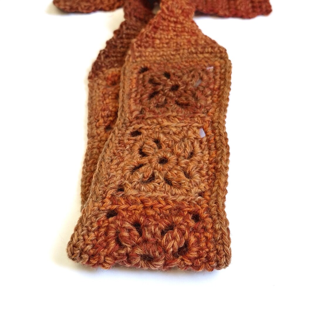 Marled Rusty Browns Crochet Headband, Handmade Adjustable Hairband ...