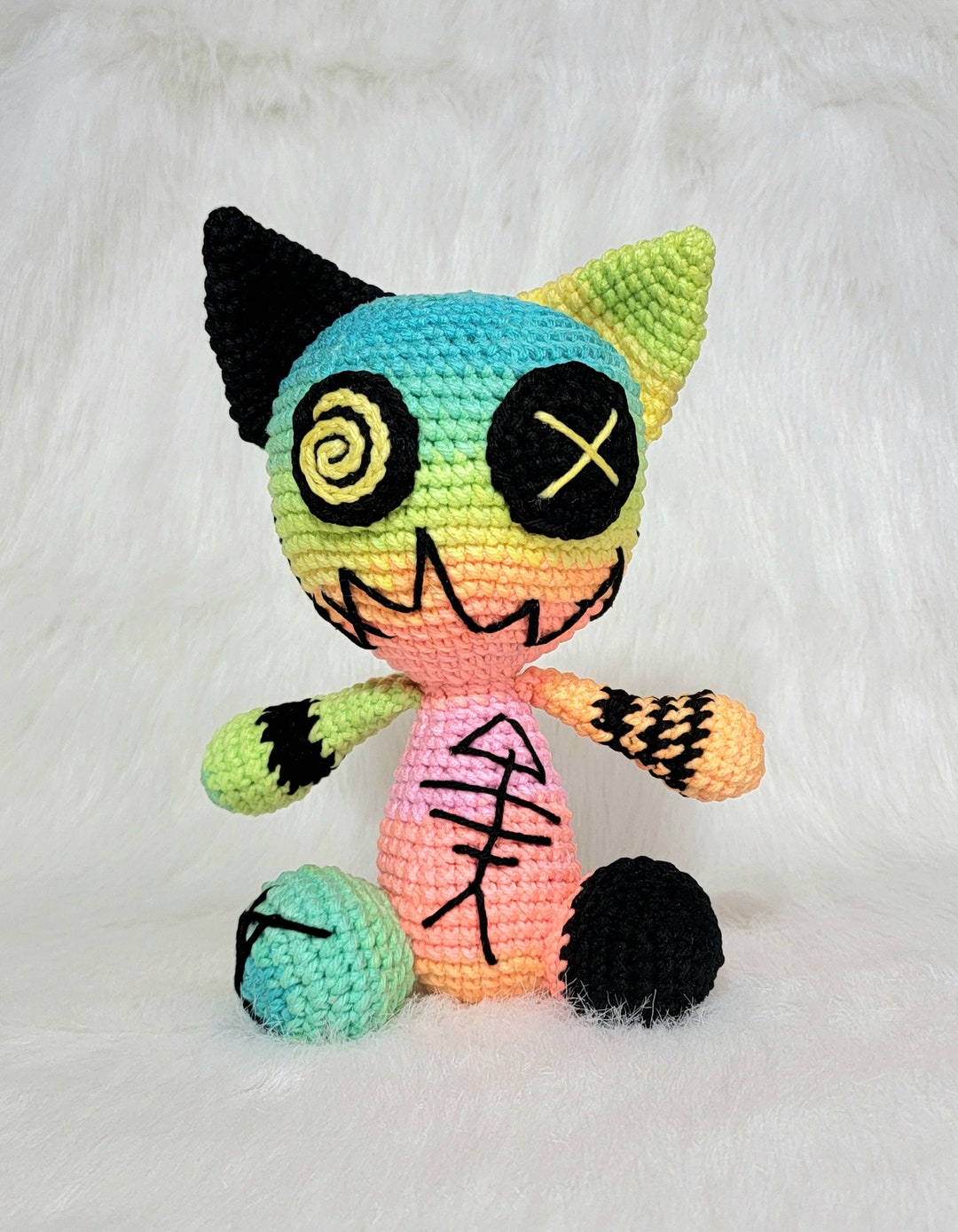 Pastel Zombie Cat, Creepy Cute Amigurumi, Unique Crochet Stuffie ...