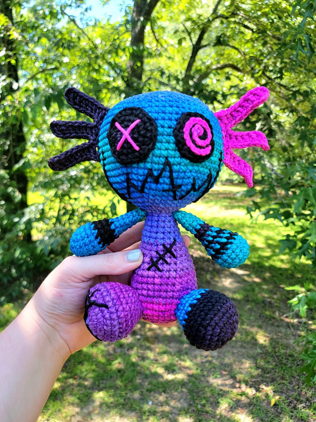 Crochet Zombie Axolotl, Made to Order, Handmade Creepy Cute Amigurumi ...