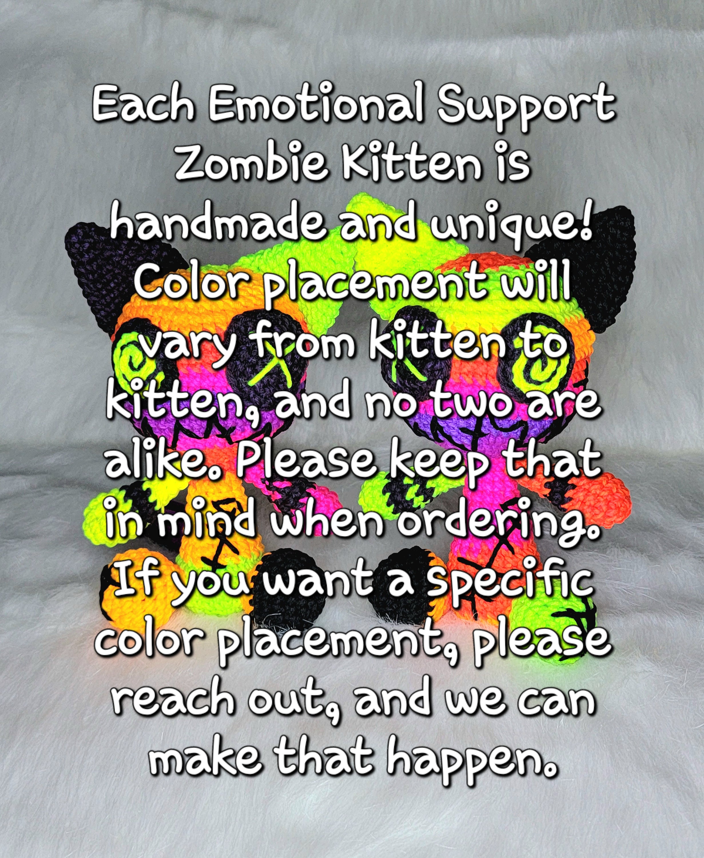 Emotional Support Zombie Kitten, Handmade Creepy Cute Amigurumi, Neon ...