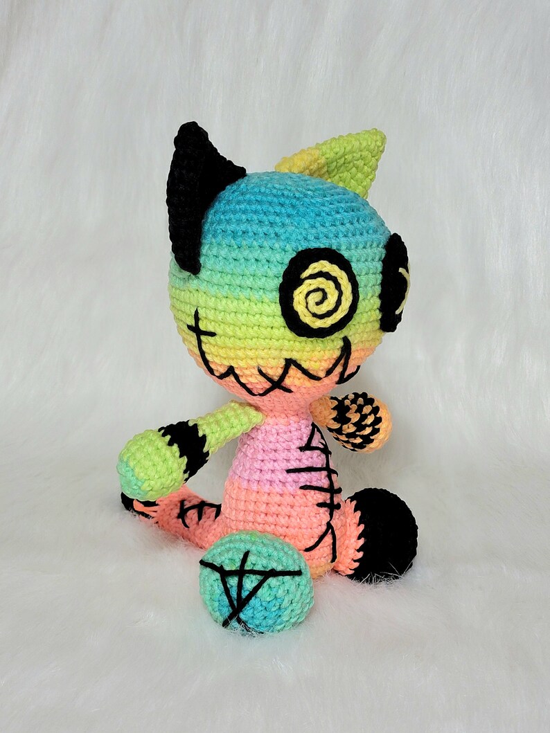 Pastel Zombie Cat, Creepy Cute Amigurumi, Unique Crochet Stuffie ...