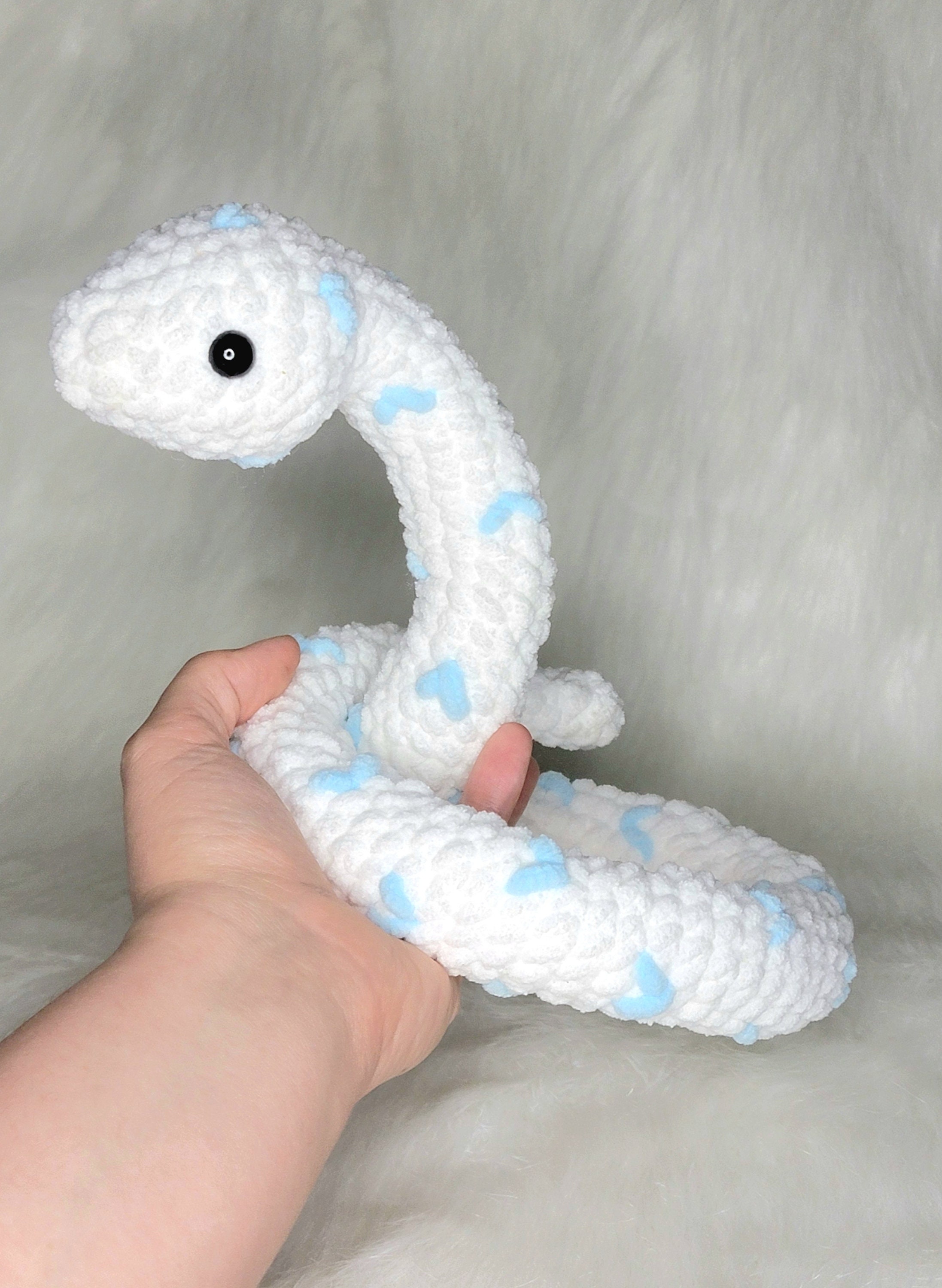 Crochet Snake Amigurumi Pastel Heart Scales, Soft Yarn Fun Reptile ...