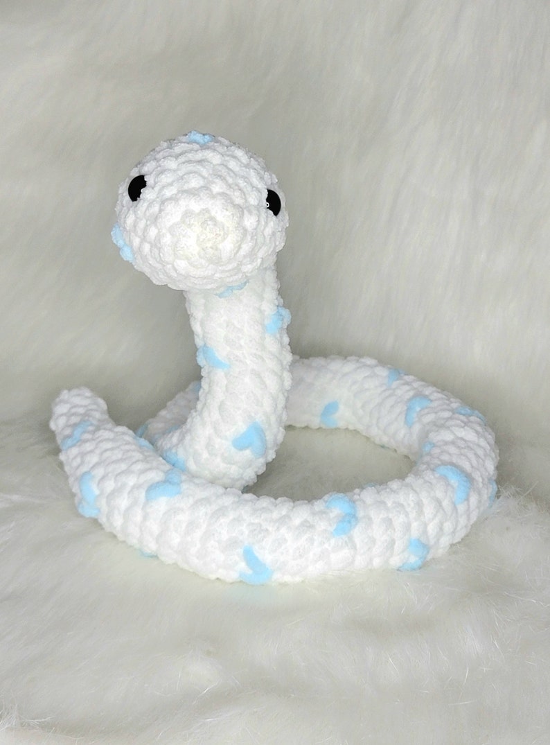 Crochet Snake Amigurumi Pastel Heart Scales, Soft Yarn Fun Reptile ...