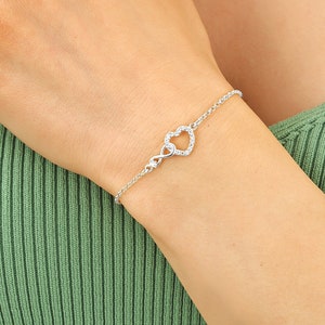 Infinity Heart Silver Bracelet - Etsy