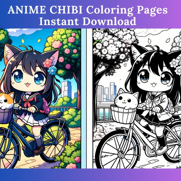 Chibi Kawaii Girls Coloring Book Etsy