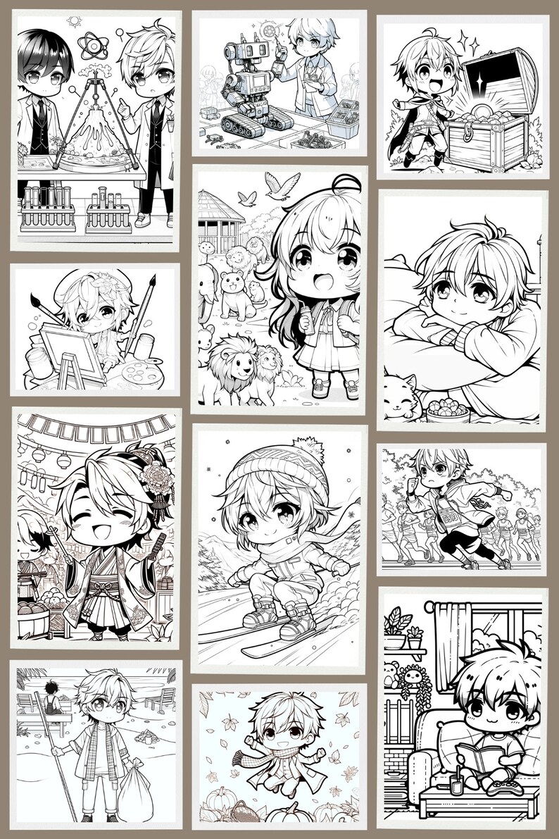Kawaii Anime Chibi Printable Coloring Book for Children & Anime Fans ...
