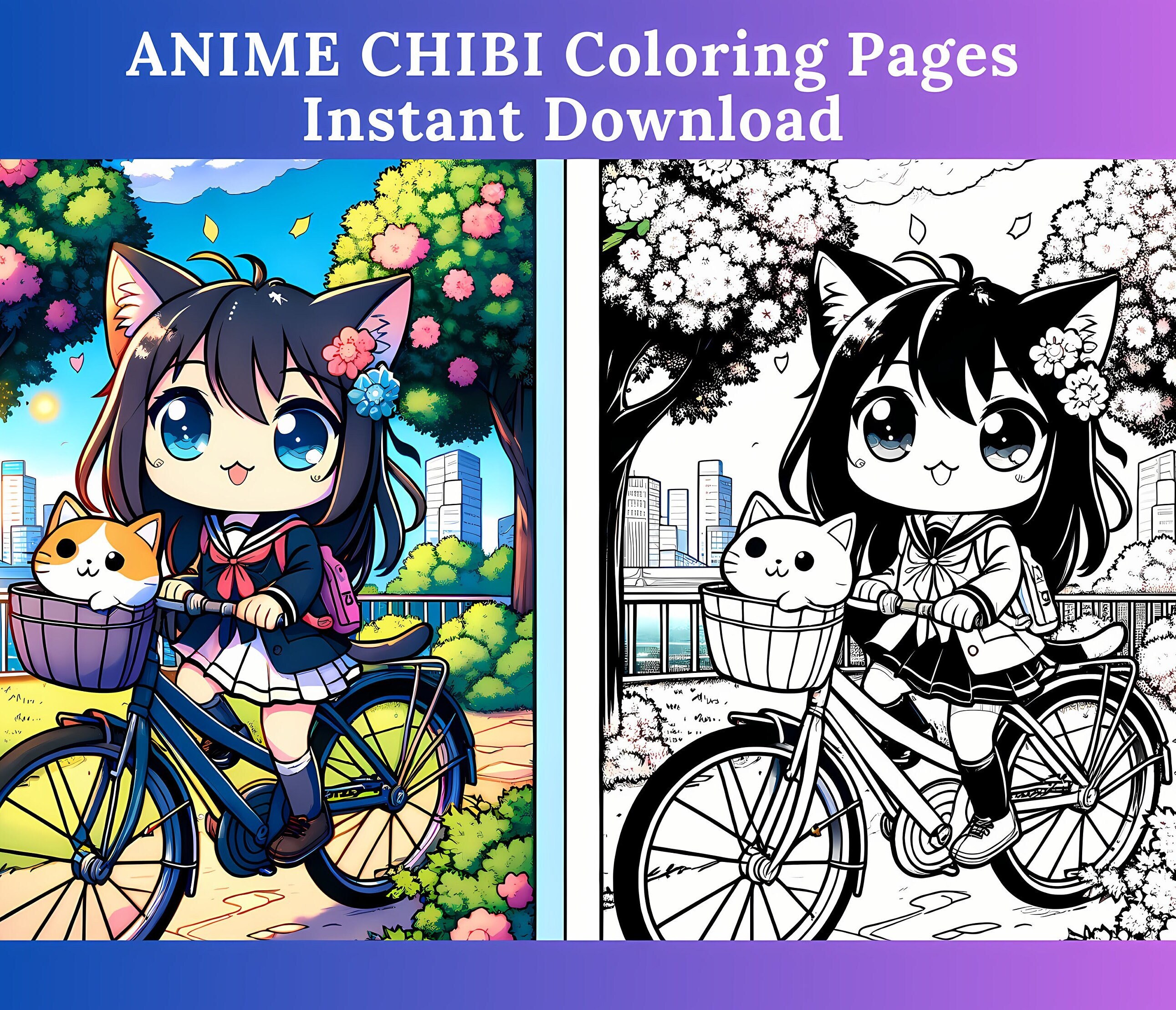 Kawaii Anime Chibi Printable Coloring Book for Children & Anime Fans ...