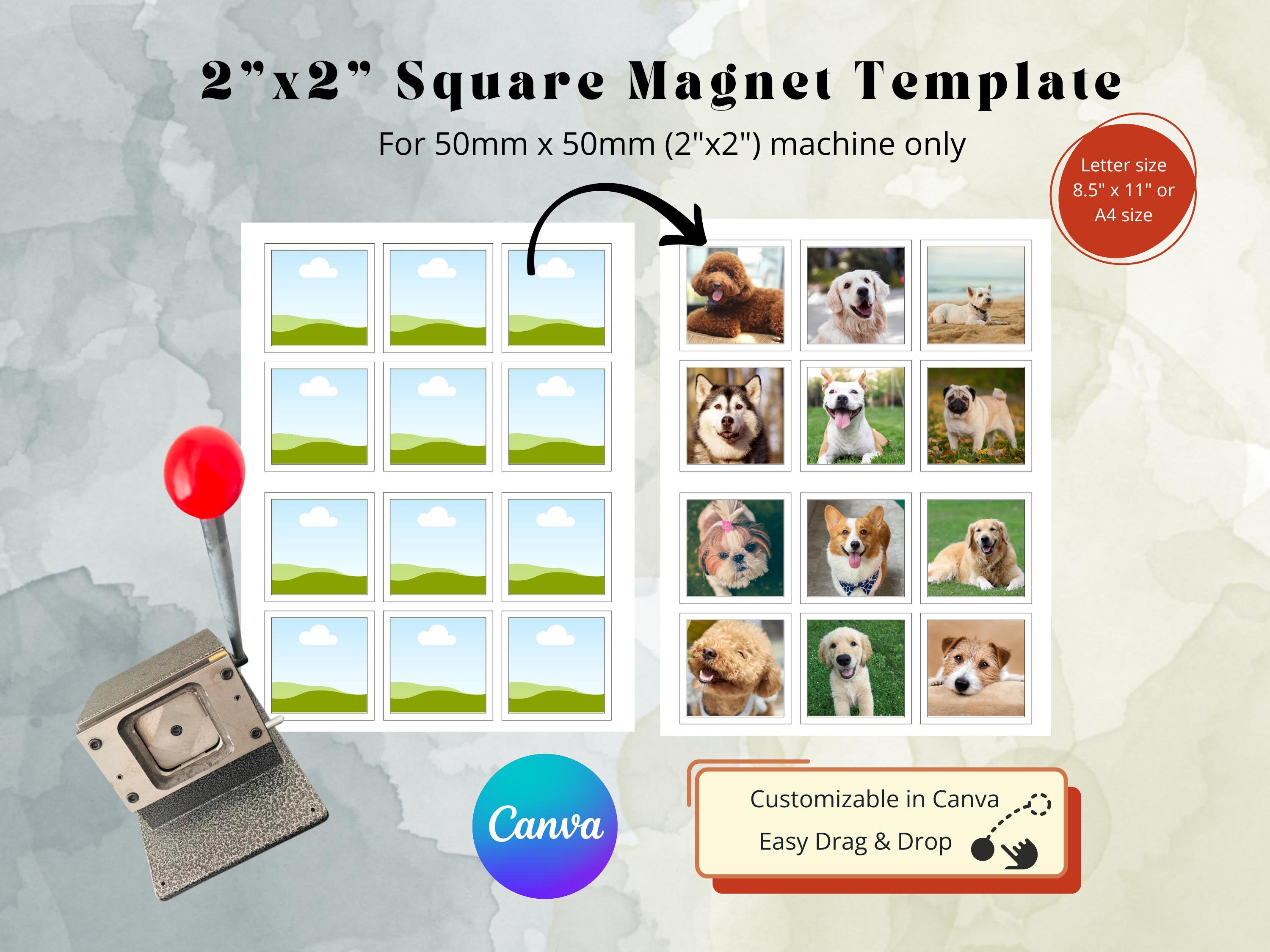 50mm X 50mm Magnet Template | 2x2 Square Magnet Template | Photo Magnet ...