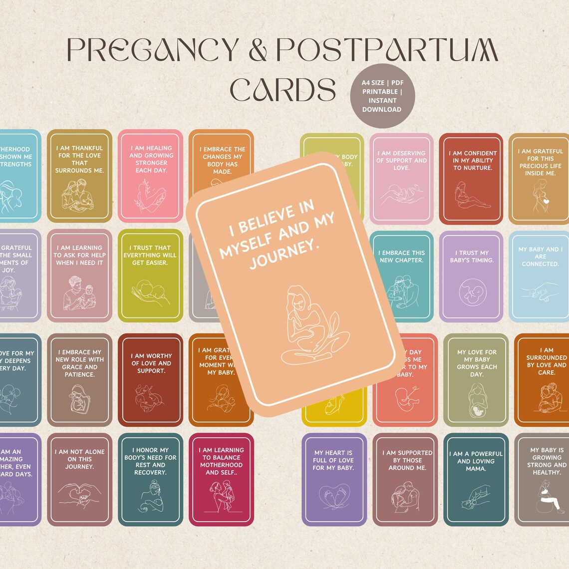 32 Printable Birth Affirmation Cards | Pregnancy and Postpartum ...